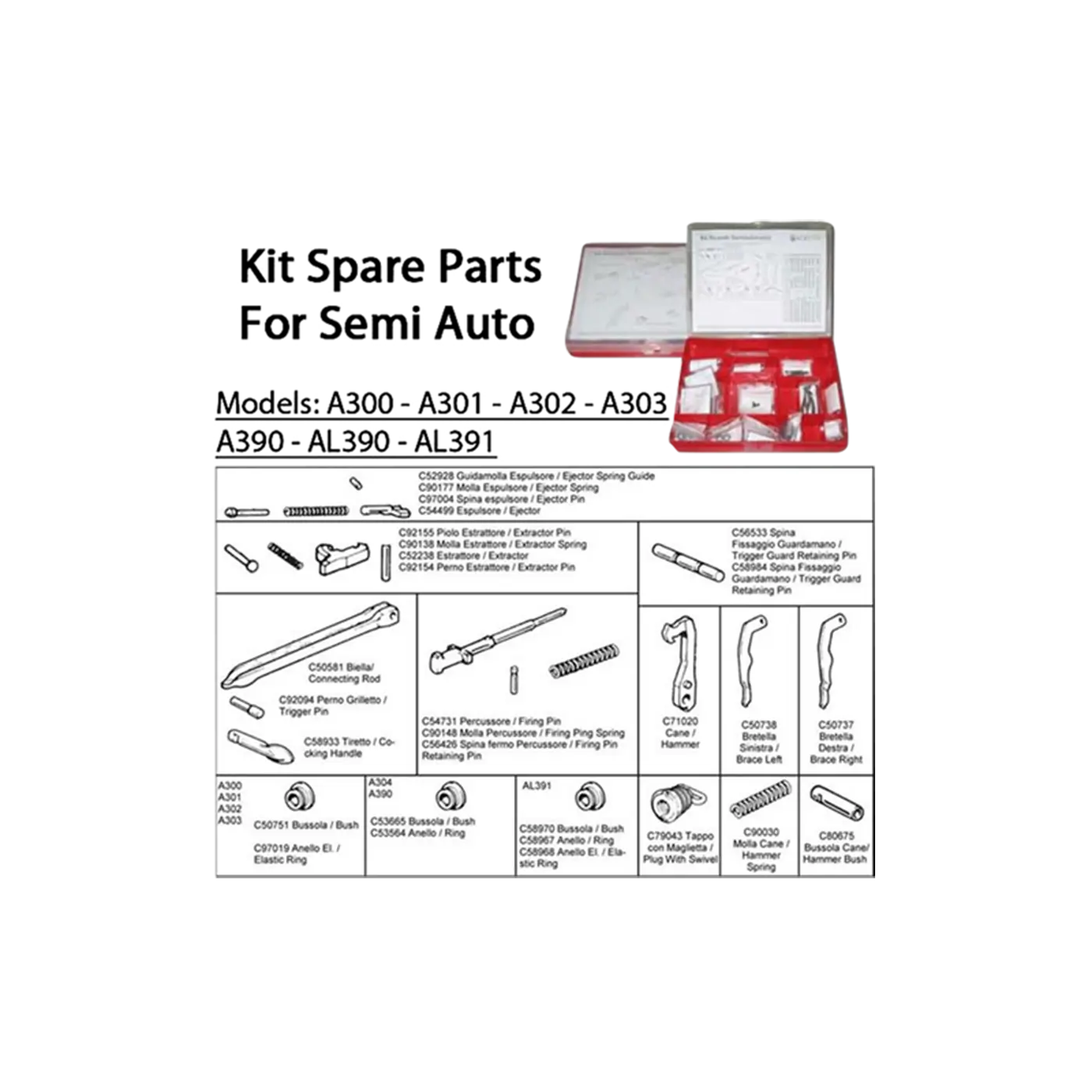 Beretta Kit Spare Parts For Semiauto from A301 to AL391 | Beretta
